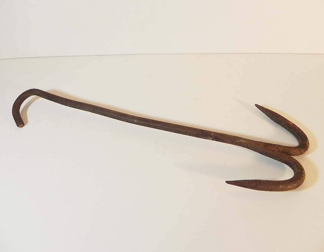 Antique Hand Forged Double Hook Tool - Etsy