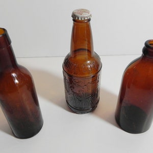 3 Vintage Amber Colored Bottles - Etsy