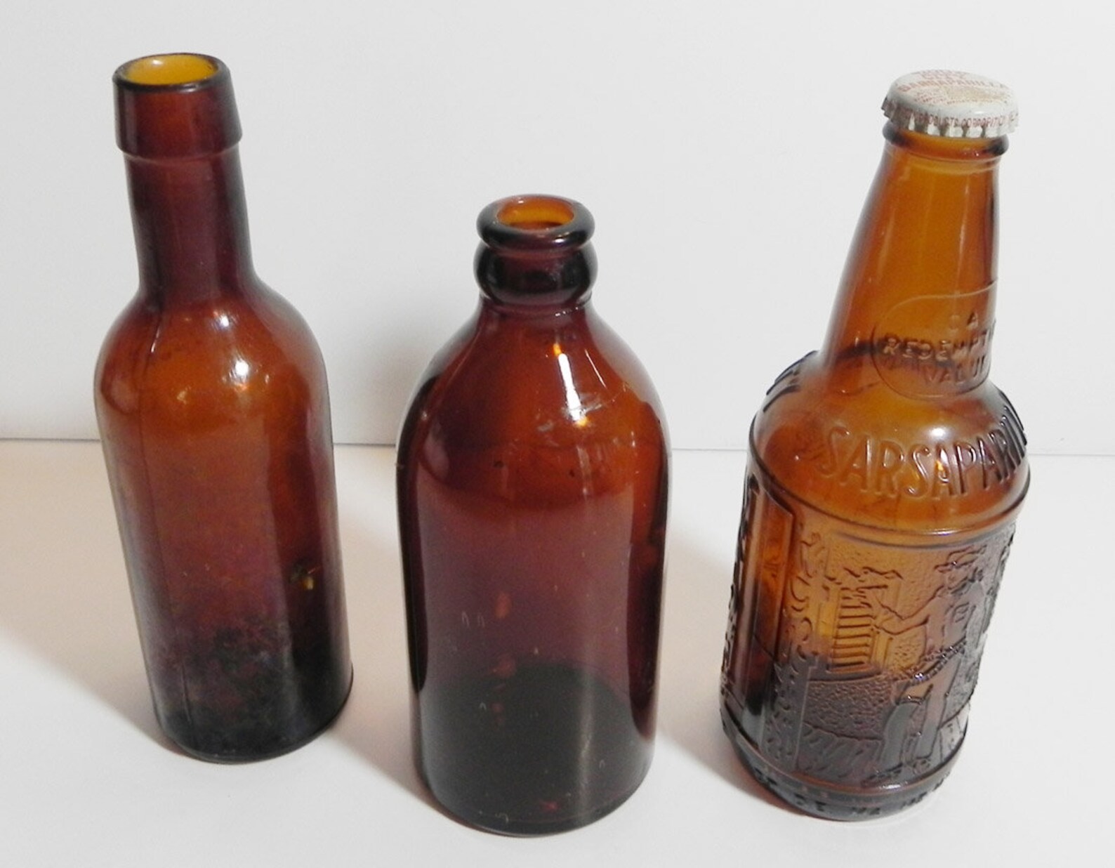 3 Vintage Amber Colored Bottles - Etsy
