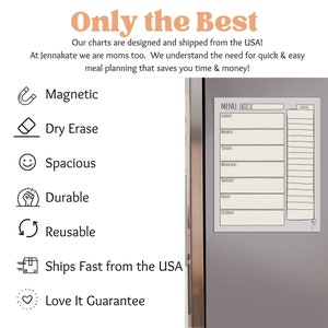 Weekly Meal Planner Magnet Chart With Grocery List, Family Meal Plan ...