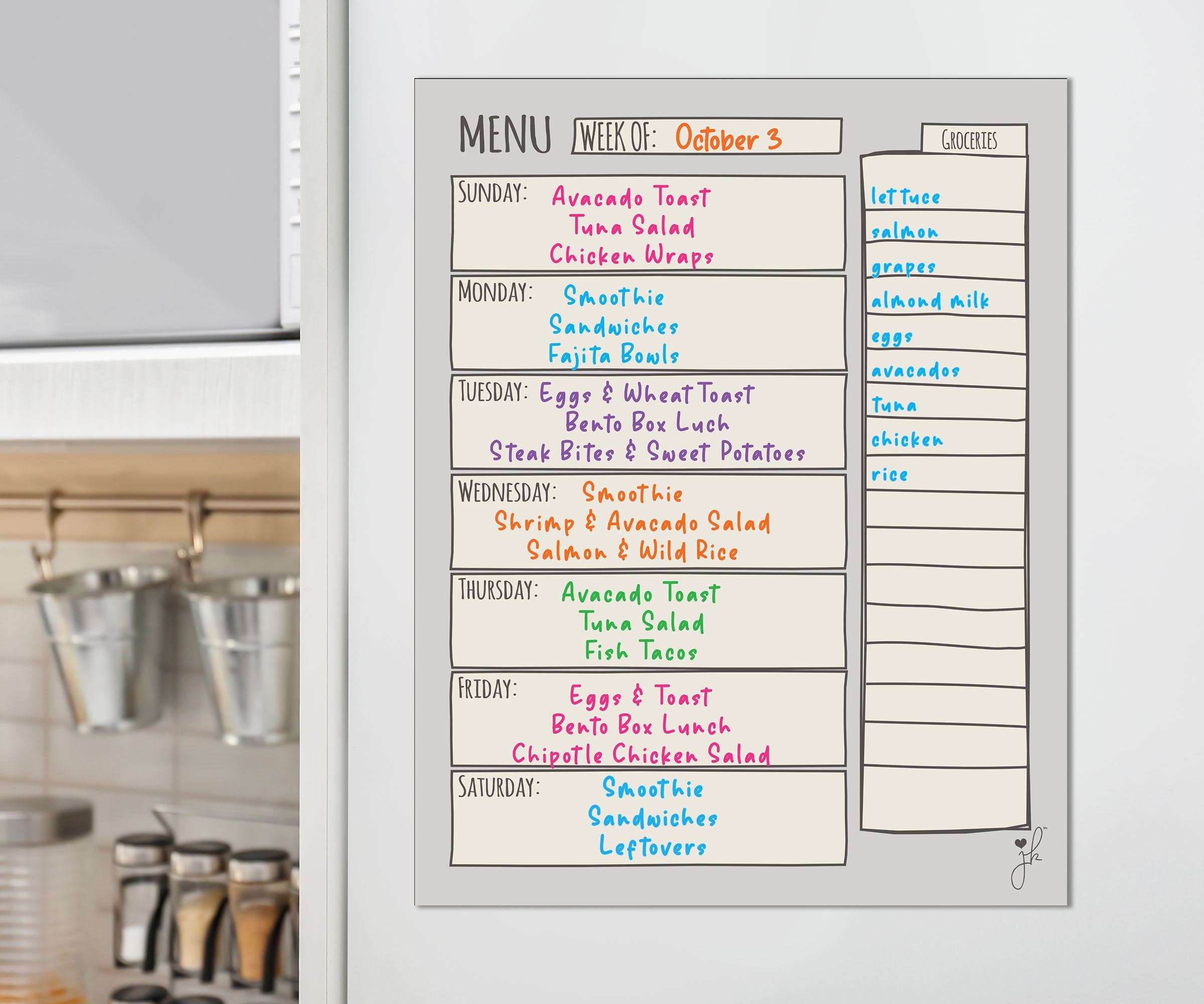 Weekly Meal Planner Magnet Chart With Grocery List - Etsy