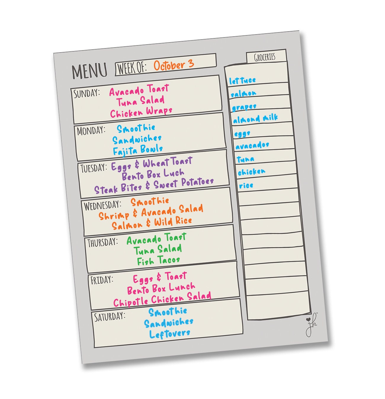 Weekly Meal Planner Magnet Chart With Grocery List - Etsy
