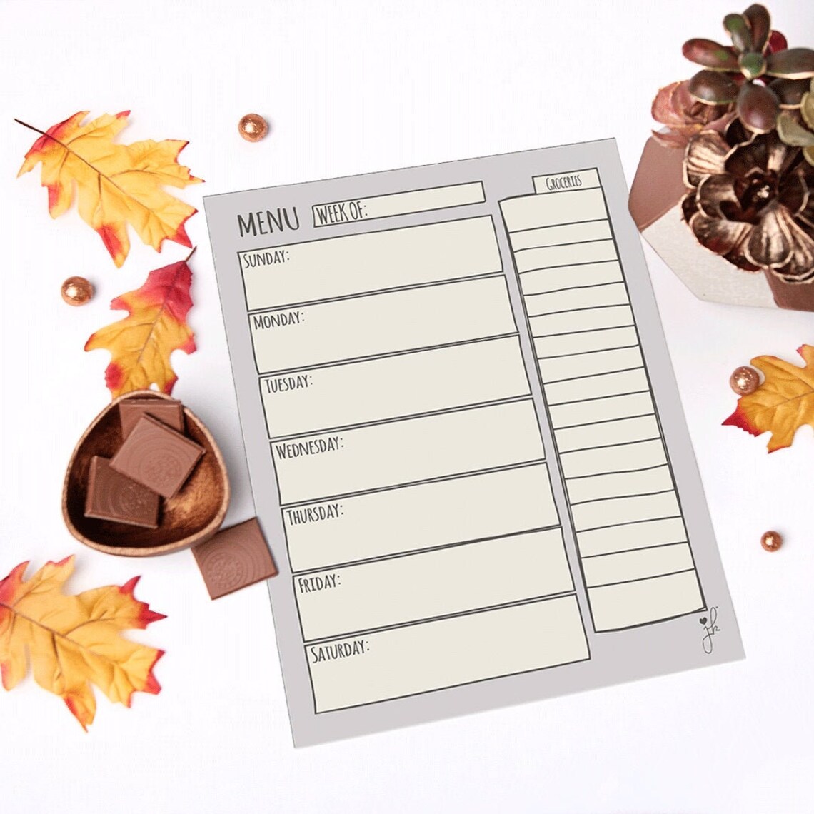 Weekly Meal Planner Magnet Chart With Grocery List - Etsy