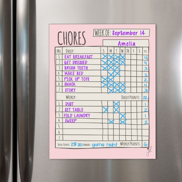 Magnetic Chore Chart - Etsy