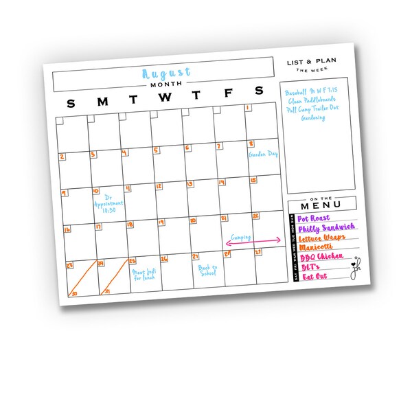 Dry Erase Calendar - Etsy