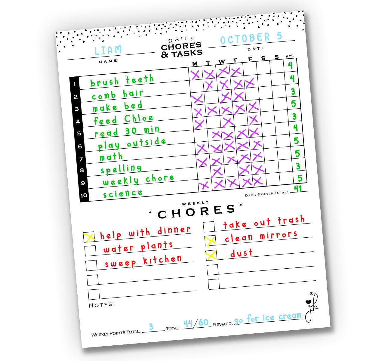 Jennakate Magnetic Child Behavior Reward Chore Chart-daily - Etsy
