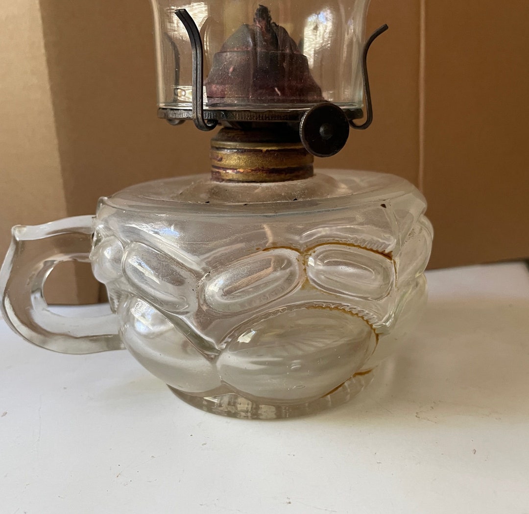Antique Finger Oil Lamp, Applied Handle Glass Oil Lamp - Etsy