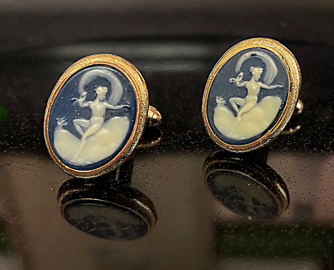 Vintage 1960s Dante Incolay Blue and White Cuff Links, Cufflinks - Etsy