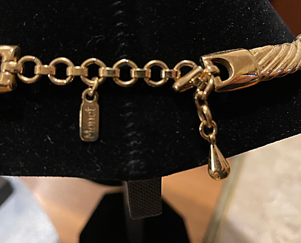 Vintage 1970s Monet Classic Choker Necklace Long Golden Links - Etsy