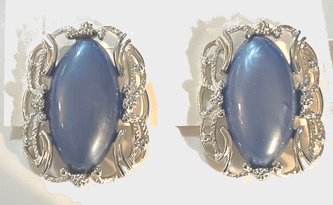Vintage Signed Large Blue Enamel Cabochon Sarah Coventry SAC Clip ...
