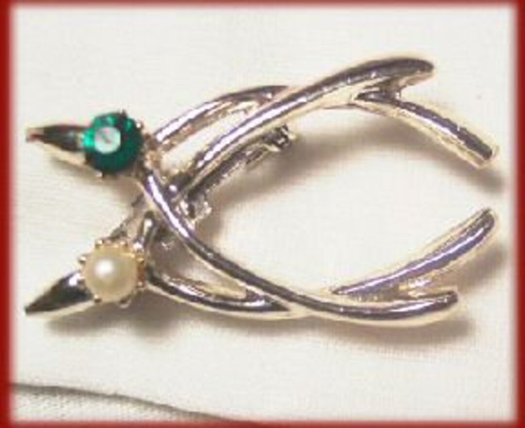 Vintage Double Wishbone Pin Good Luck Pin - Etsy