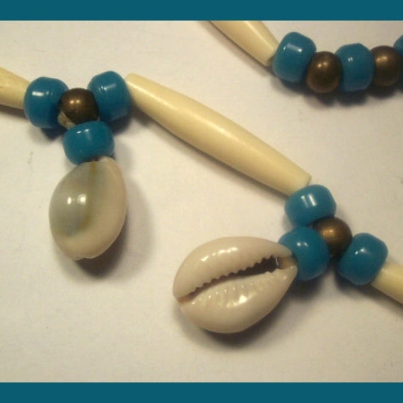 Vintage Bone and Shell Rendezvous PowWow Necklace - Gem