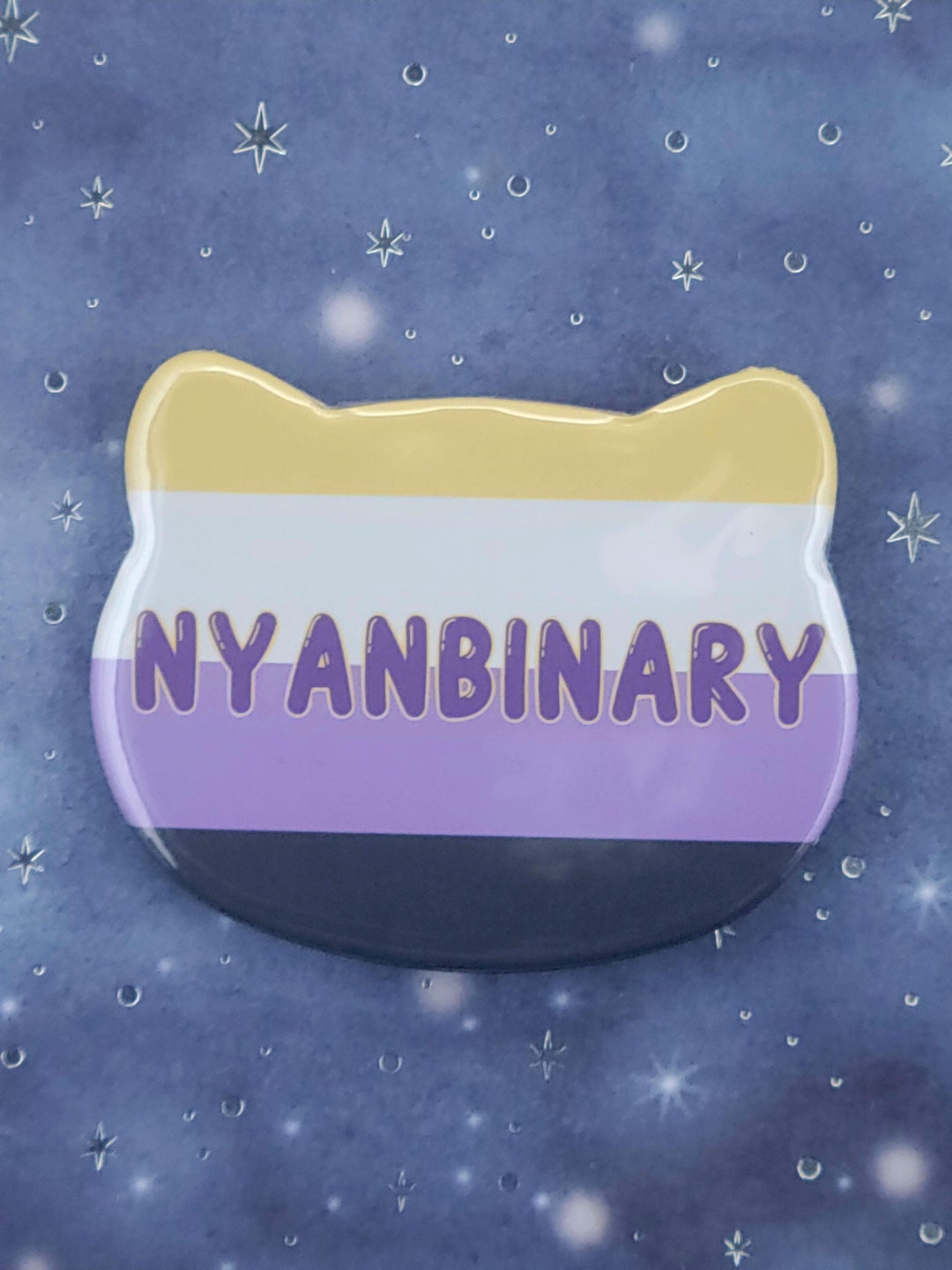 Nyan Binary Pastel LGBTQ Cat Button - Etsy