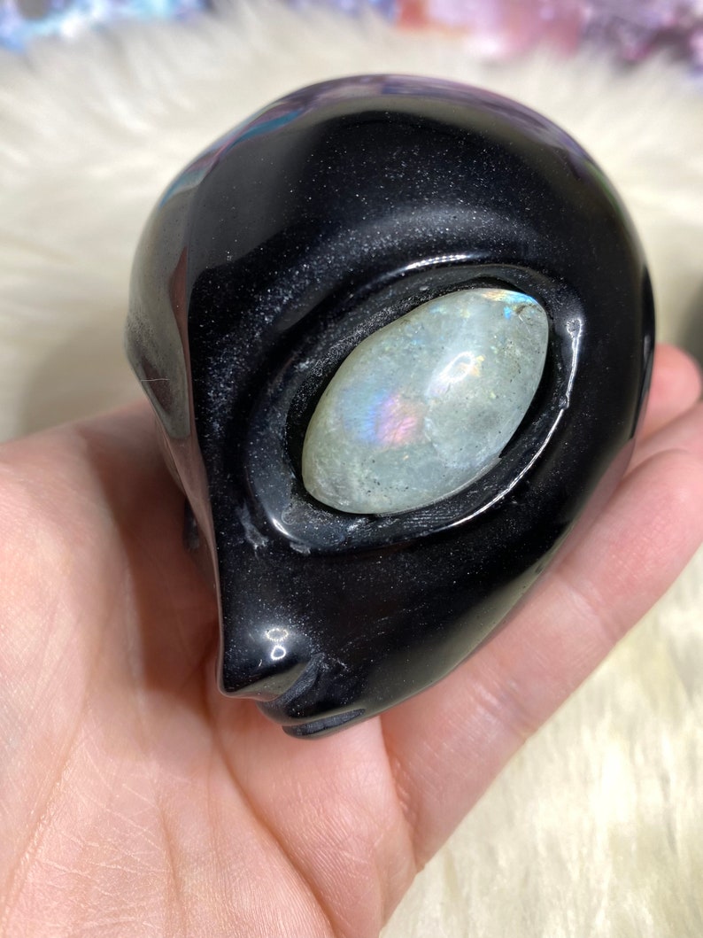 Silver Sheen Obsidian Aliens With Labradorite Eyes - Etsy