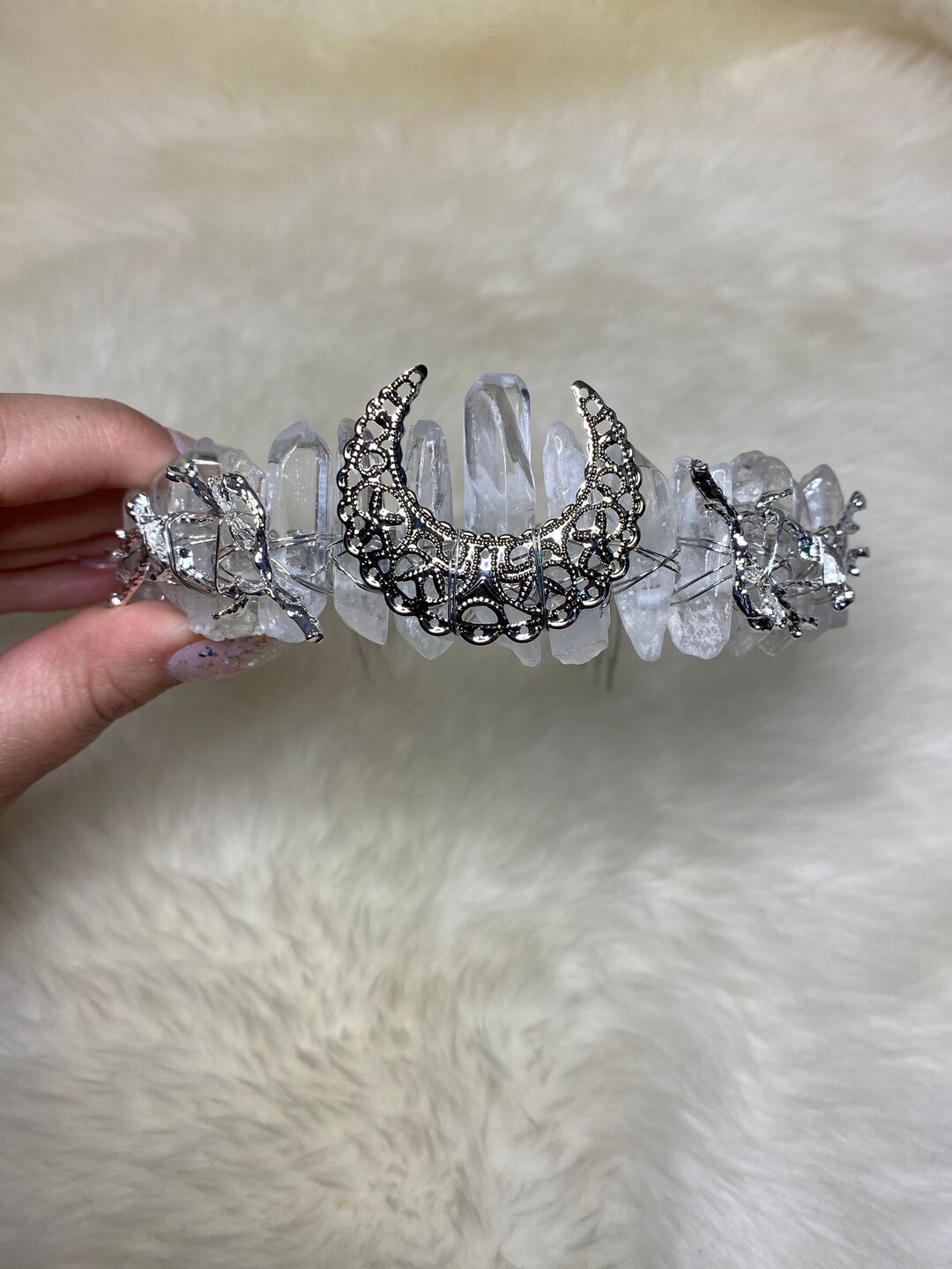 Clear Quartz Crescent Moon Tiara - Etsy