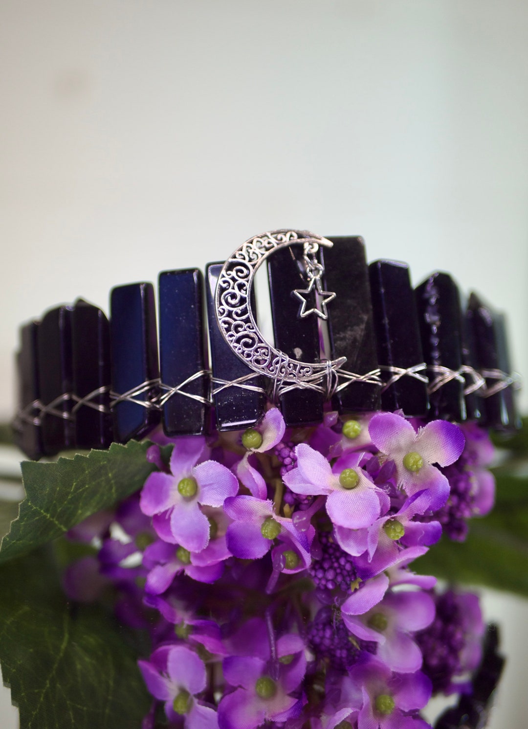 Black Obsidian Crescent Moon Tiara - Etsy