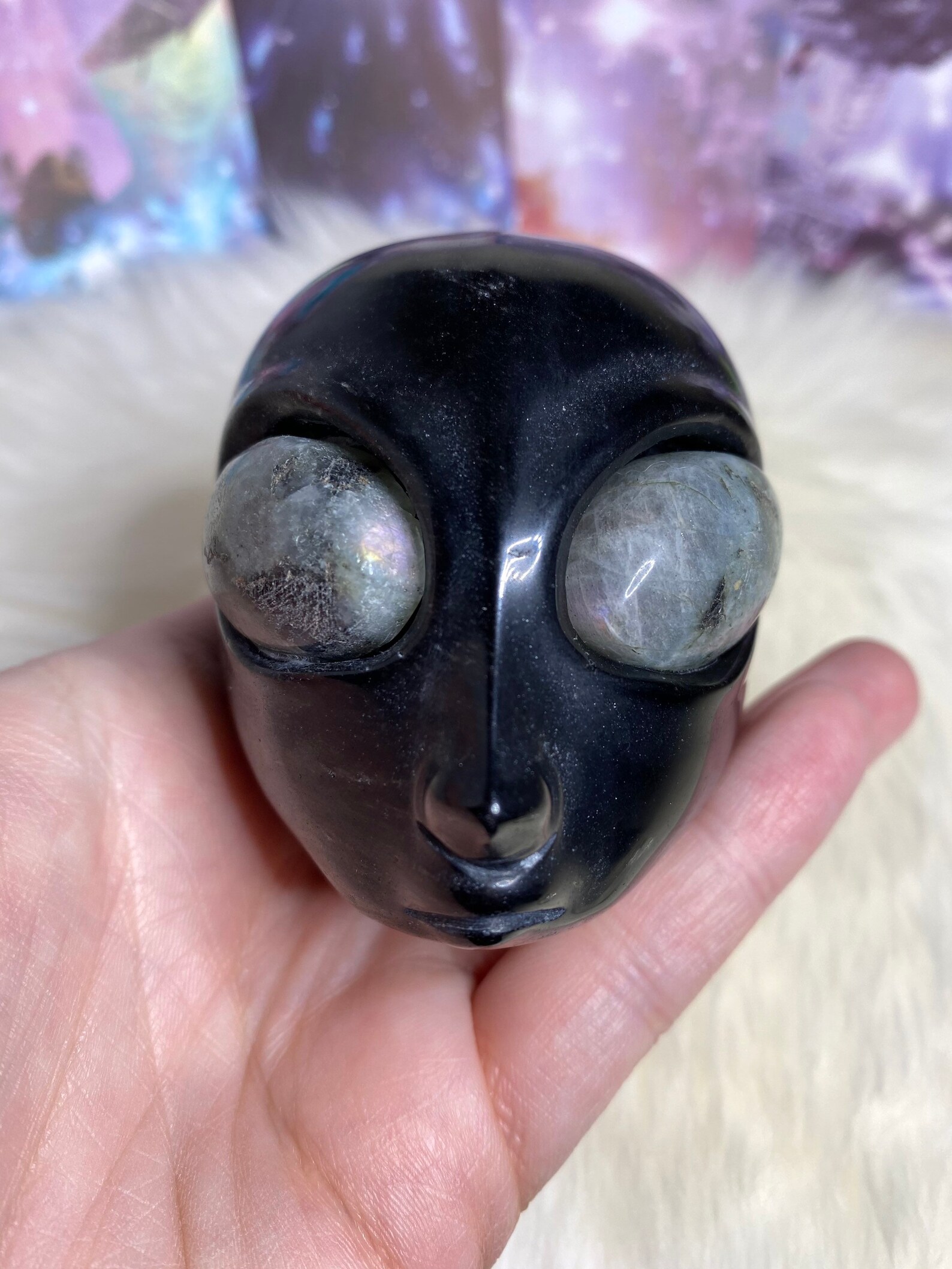 Silver Sheen Obsidian Aliens With Labradorite Eyes - Etsy