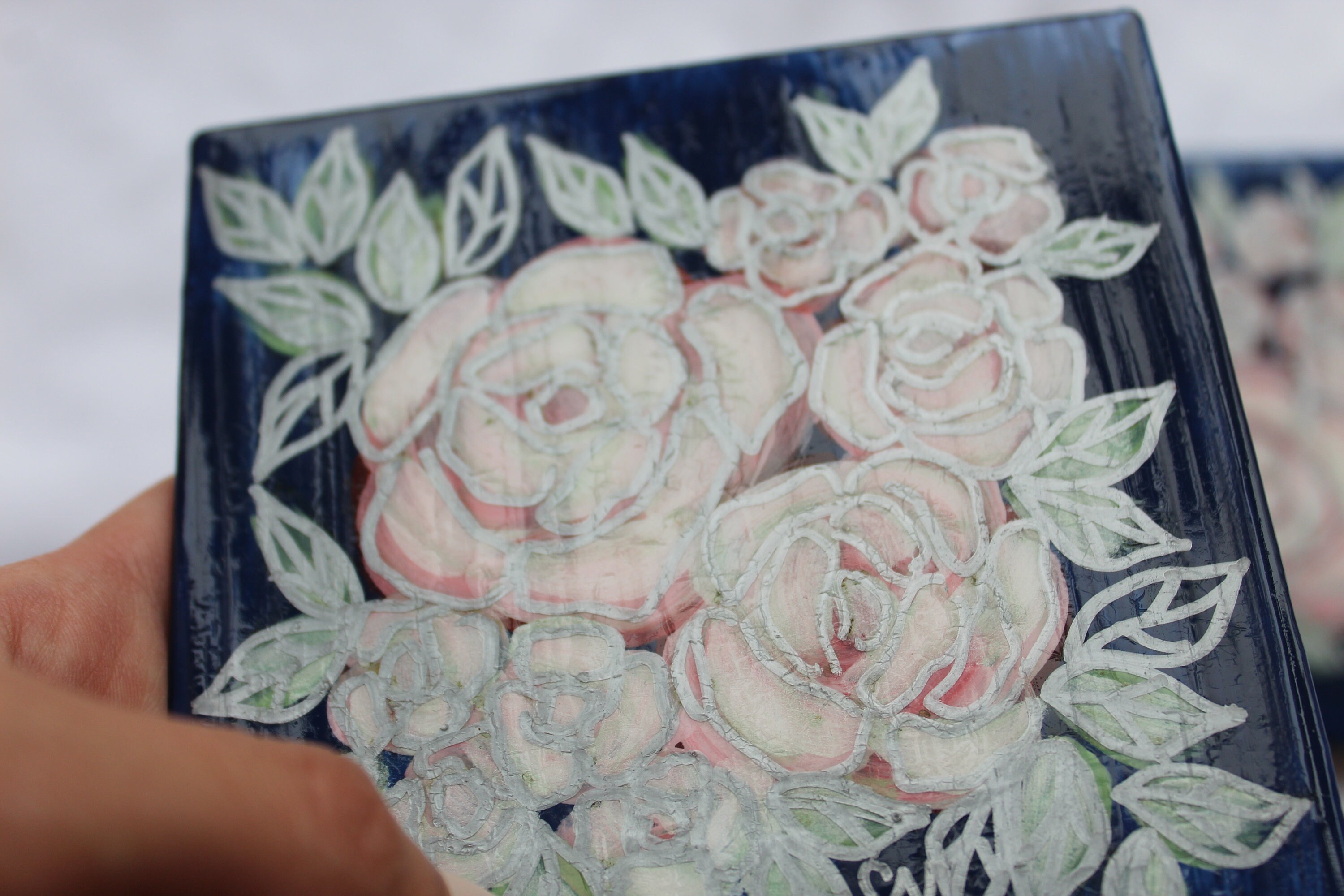 Hand-painted Coasters Ceramic Coasters Hand-painted Tiles Serena - Etsy