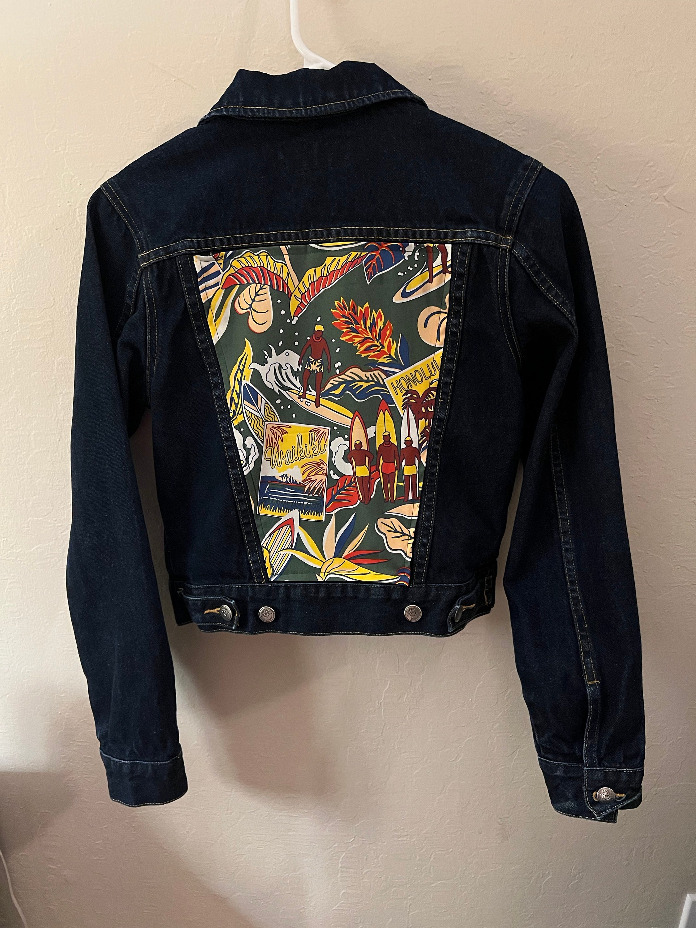 Upcycled Jean Jacket (hawaii/waikiki) - Etsy