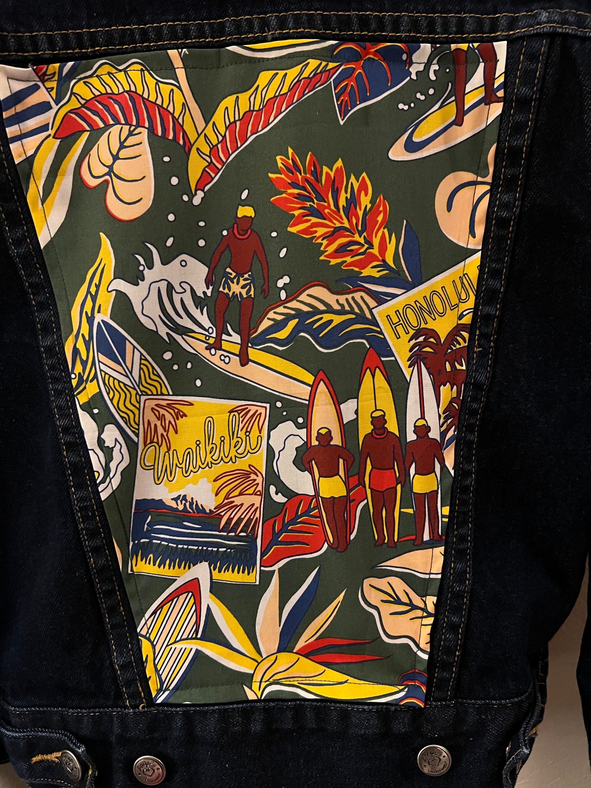 Upcycled Jean Jacket (hawaii/waikiki) - Etsy