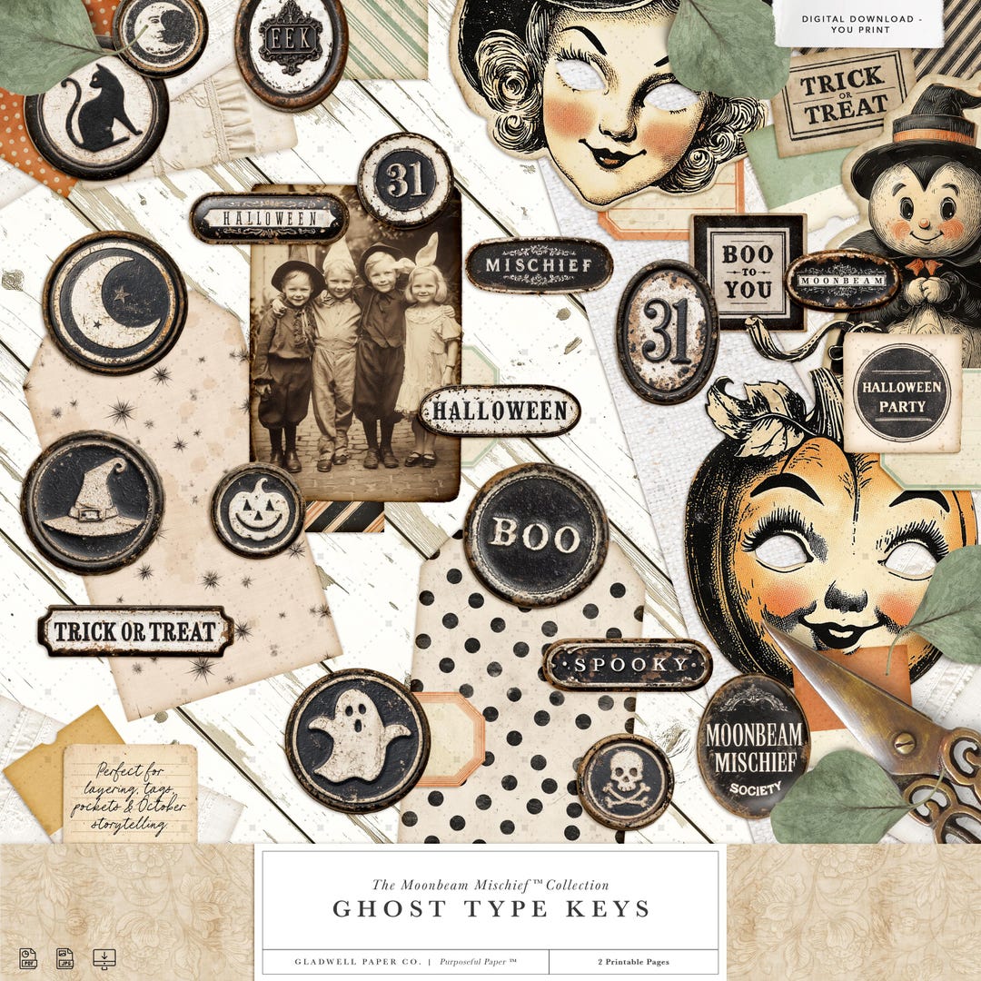 Ghost Type Keys™ – Vintage Typewriter Alphabet Fussy Cuts | 64 ...