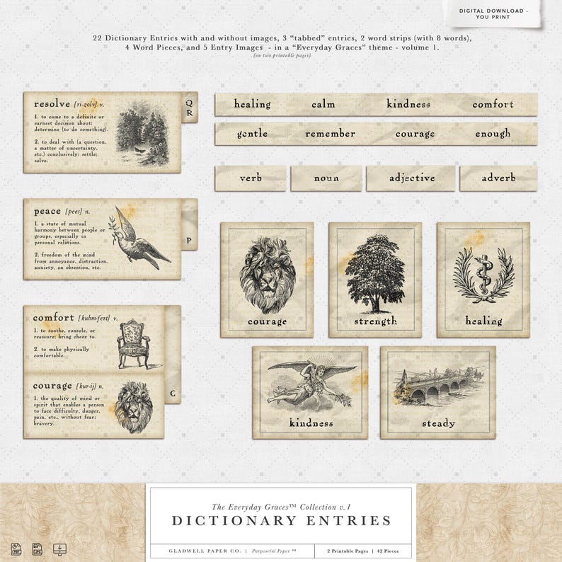 Vintage Dictionary Entries Printable – Everyday Graces Vol. 1 | 42 ...