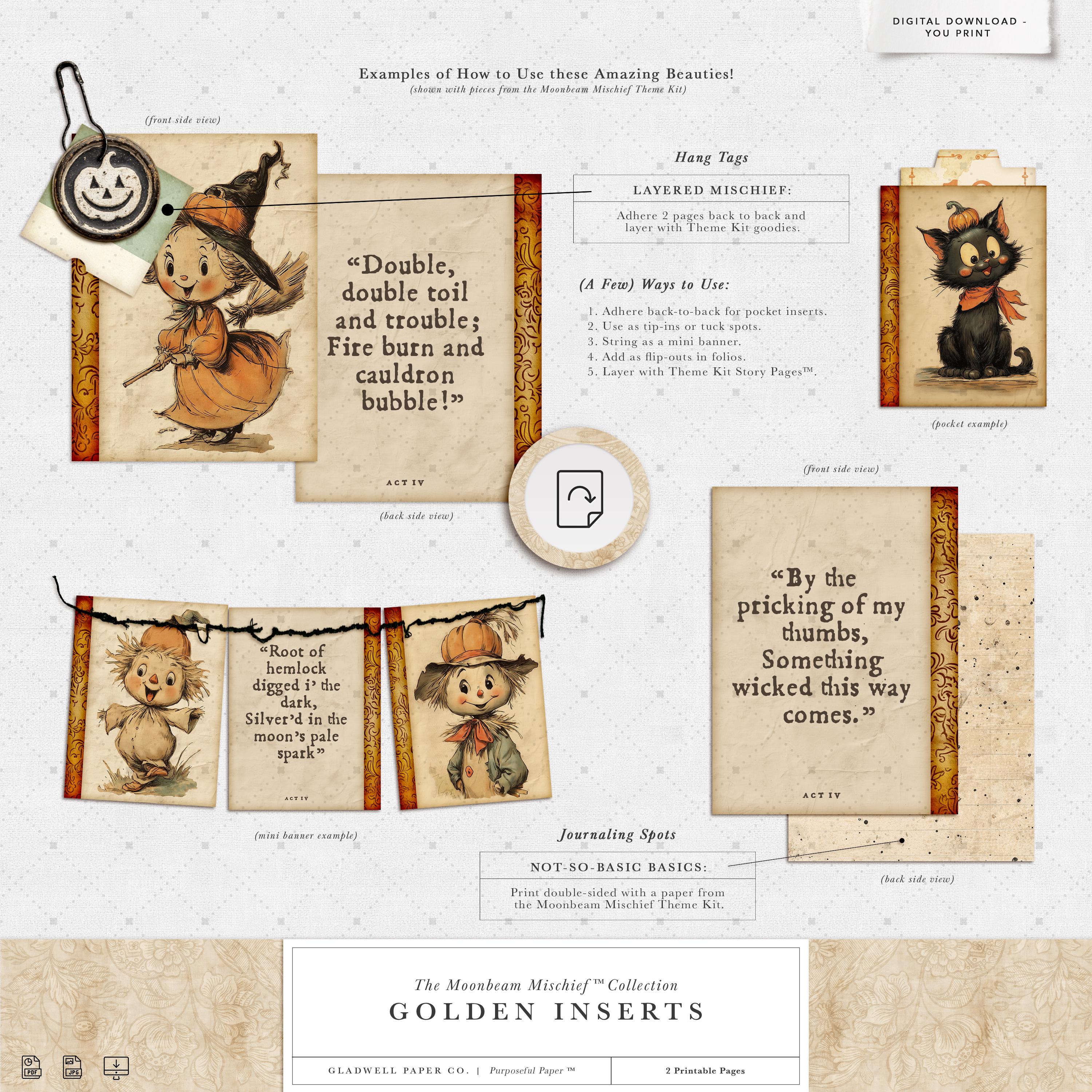 Golden Inserts™ – Printable Halloween Journal Inserts With Macbeth ...