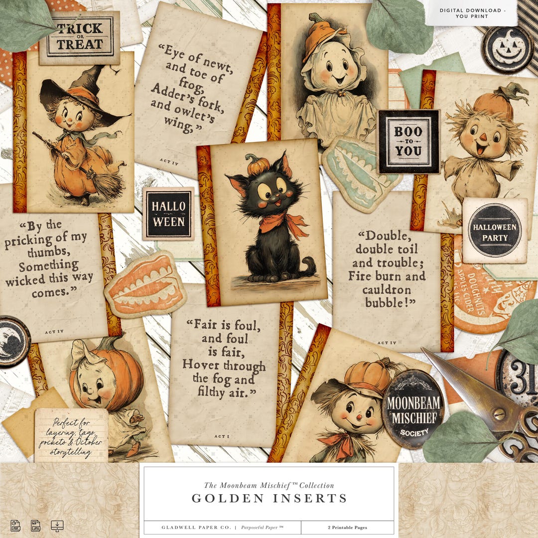 Golden Inserts™ – Printable Halloween Journal Inserts With Macbeth ...