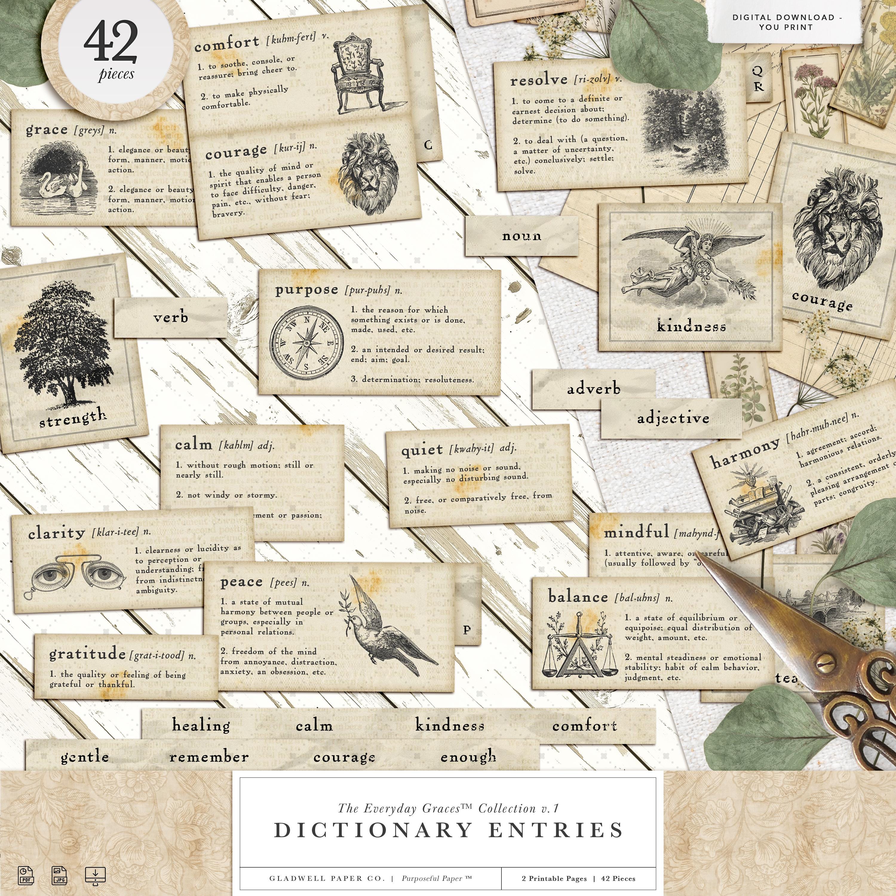 Vintage Dictionary Entries Printable – Everyday Graces Vol. 1 | 42 ...