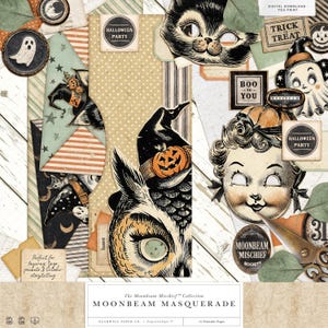 Halloween Junk Journal Masks – Vintage Printable Ephemera & Retro Face ...