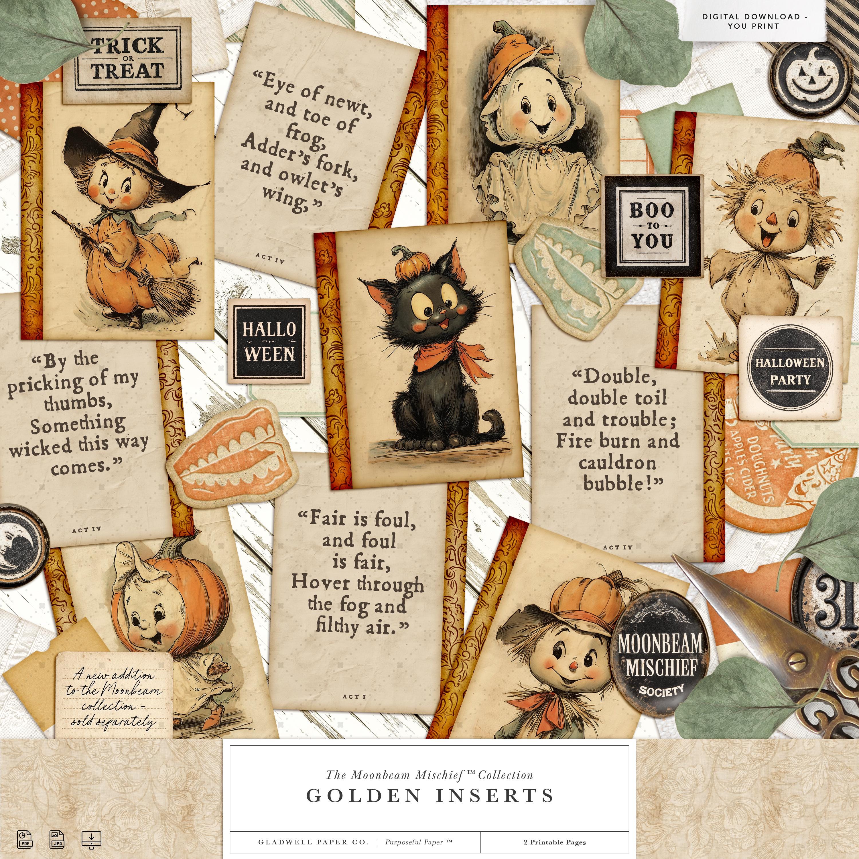 Moonbeam Mischief™ Paper Pack – 10 Printable Vintage Halloween Papers ...