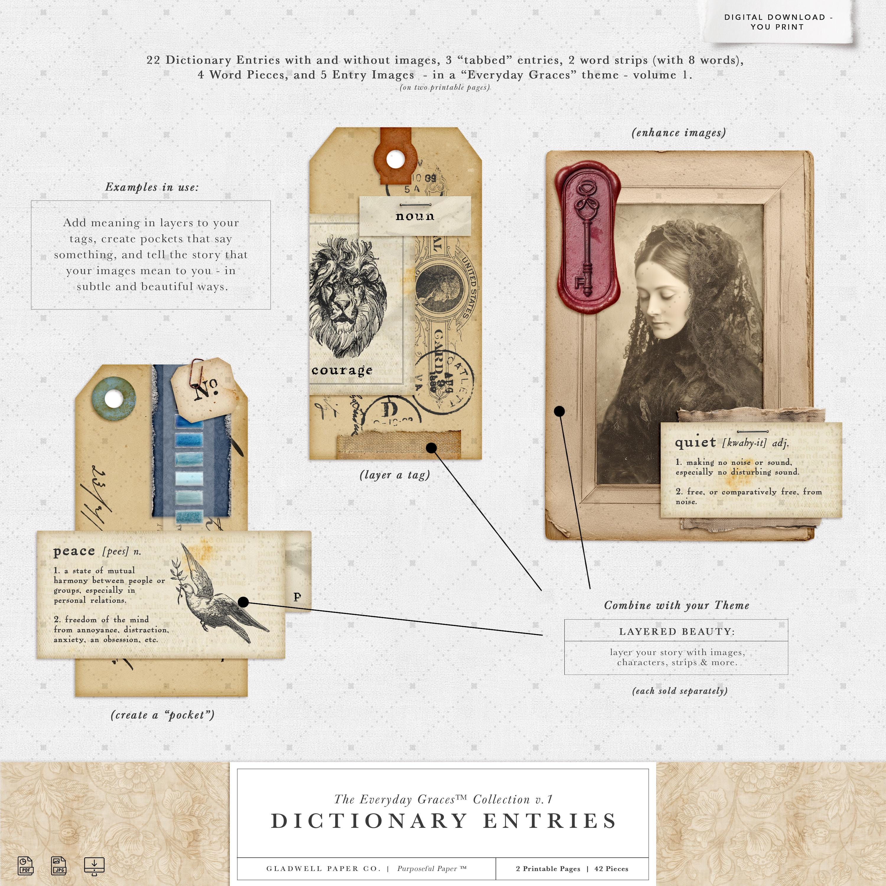Vintage Dictionary Entries Printable – Everyday Graces Vol. 1 | 42 ...