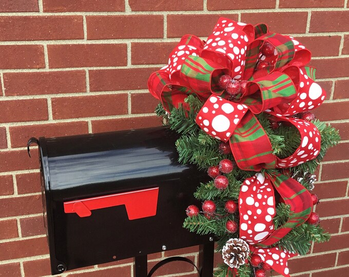Mailbox Decoration~mailbox Topper~mailbox Christmas Swag~mailbox ...