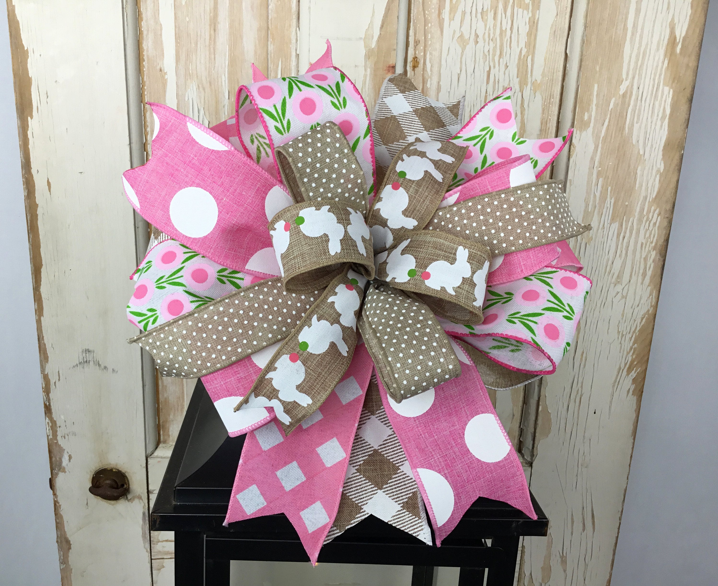 Easter Bow for Wreath~lantern Bow~easter Door Bow~spring Door Hanger ...