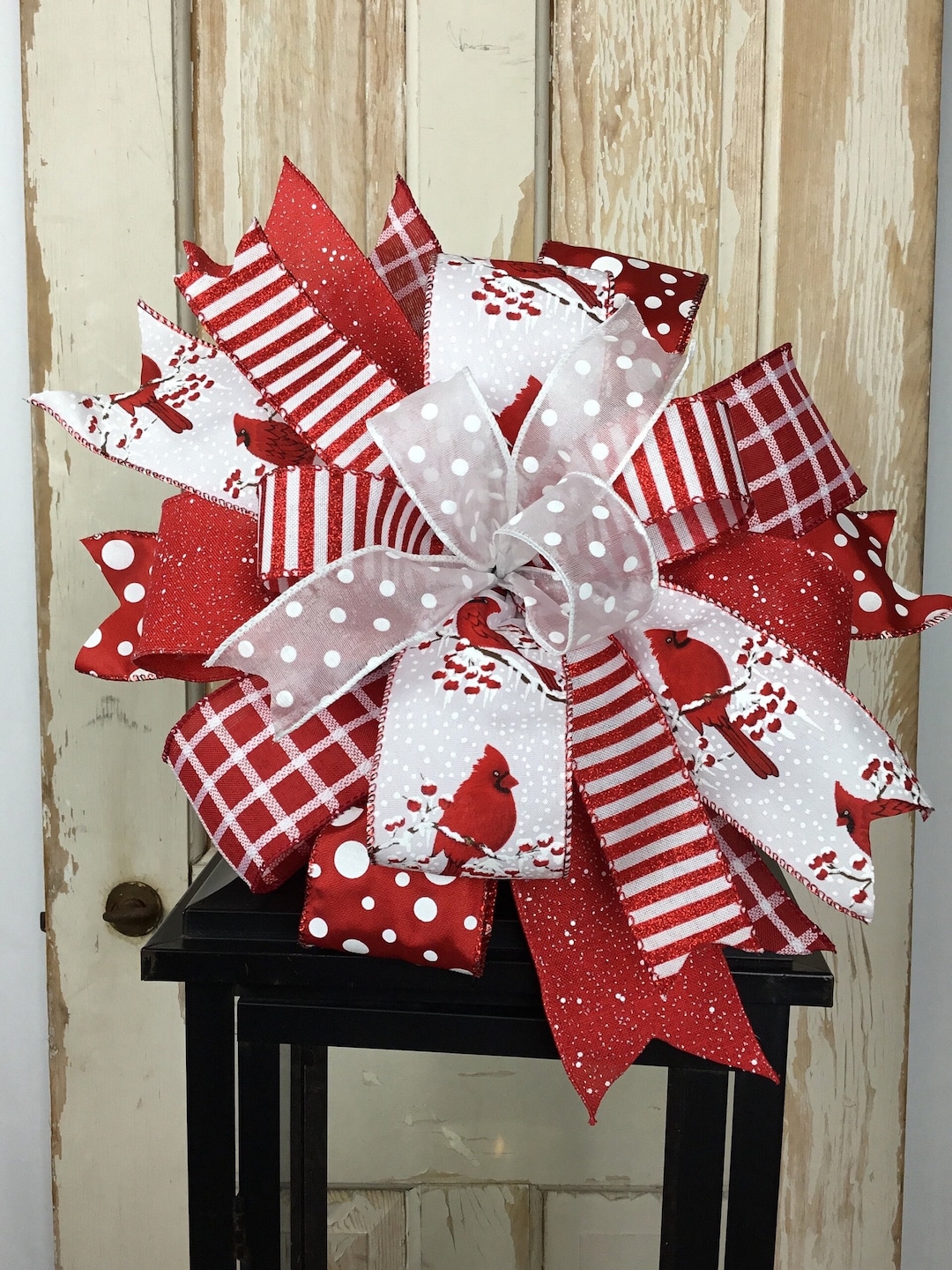 Cardinal Bow~cardinal Winter~cardinal Decor~cardinal Wreath Bow ...