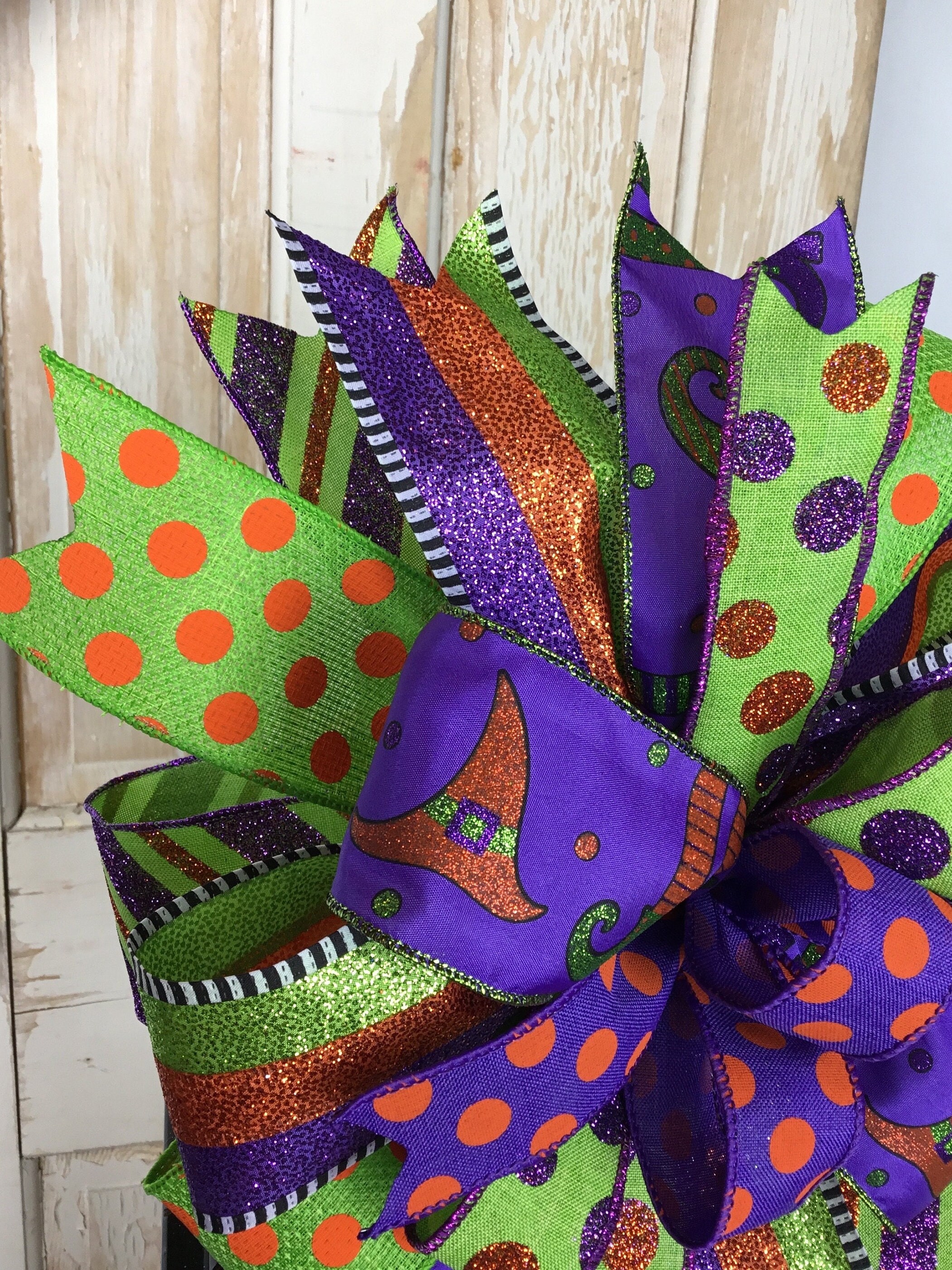 Halloween Wreath Bow~witch Bow~trick or Treat Bow~halloween Hanger Bow ...