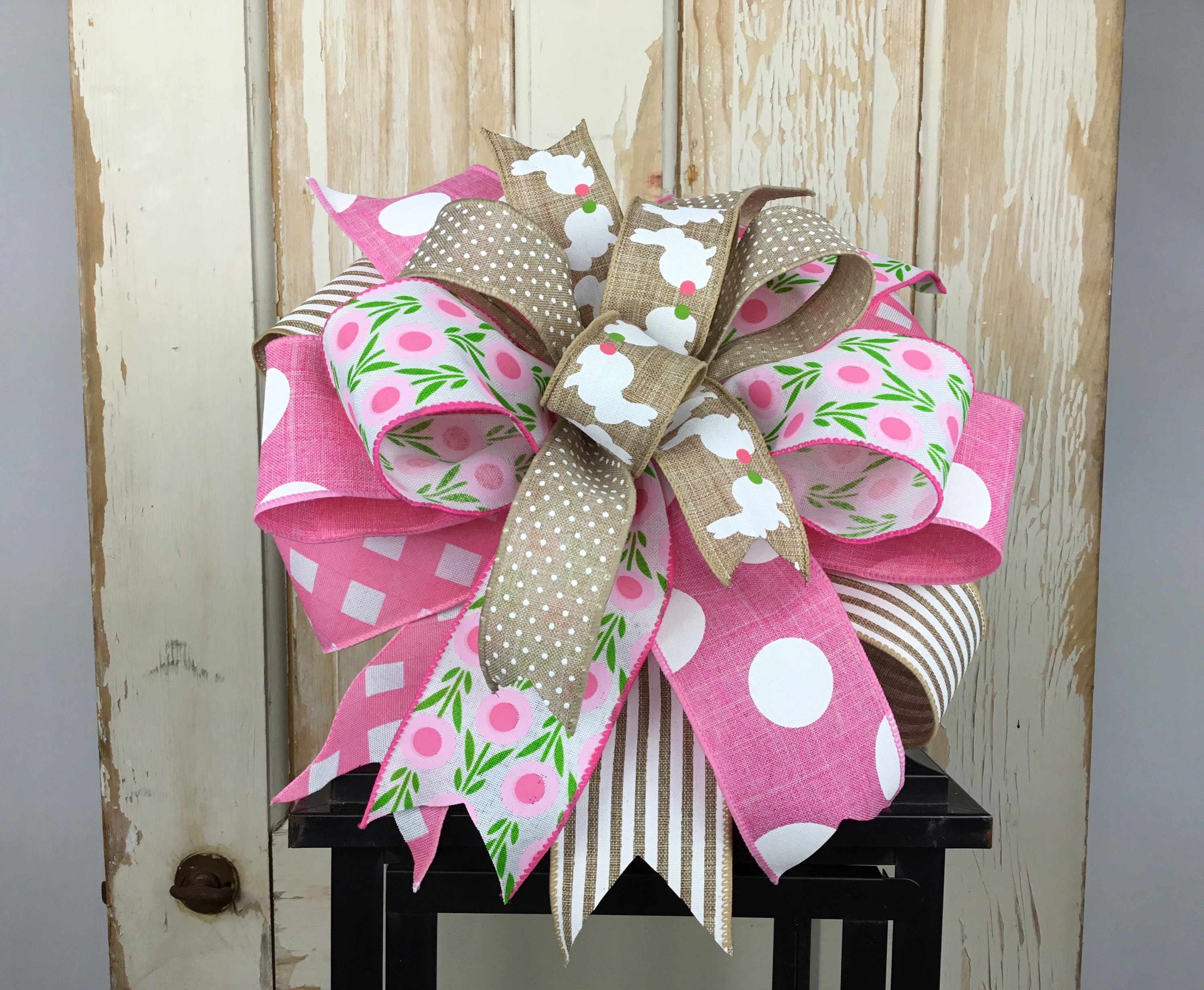 Easter Bow for Wreath~lantern Bow~easter Door Bow~spring Door Hanger ...