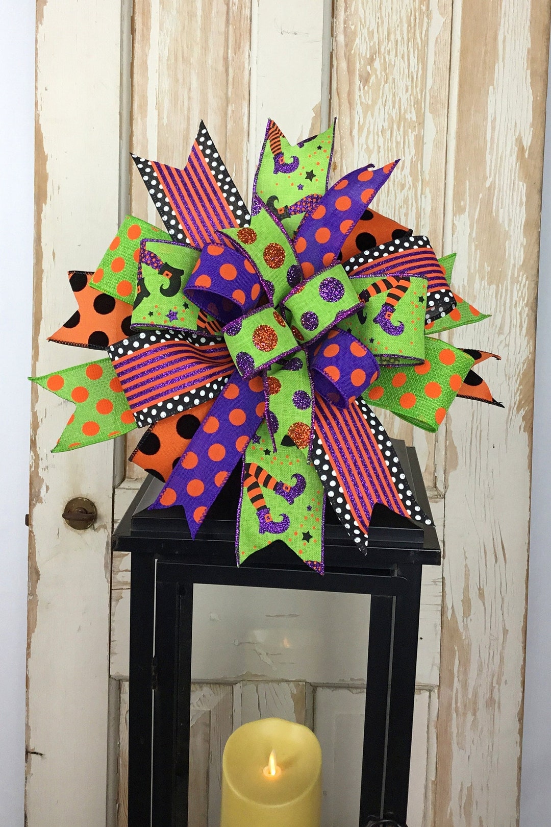 Halloween Wreath Bow~witches Bow~witch Legs Decor~halloween Door Hanger ...