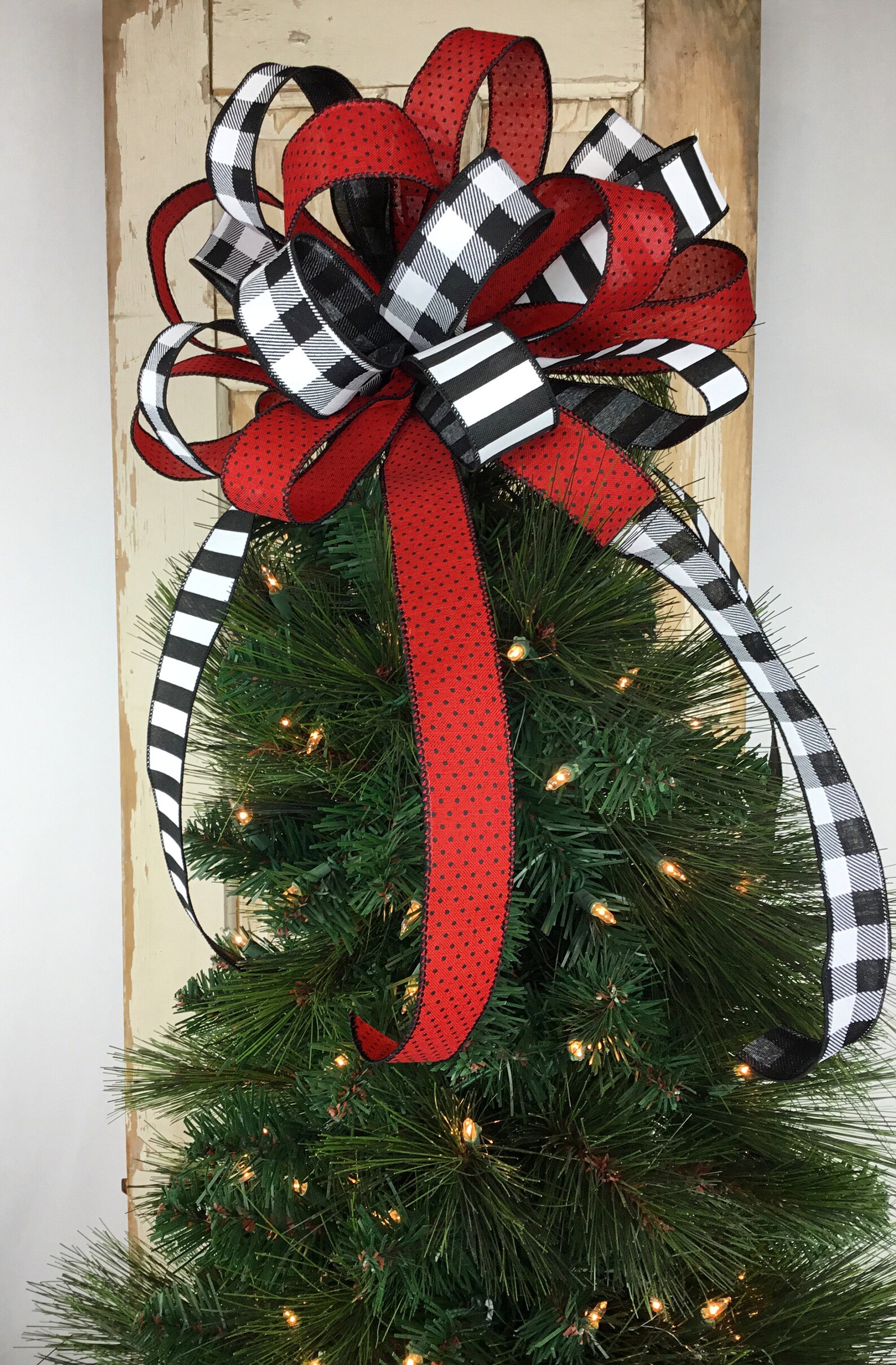 Farmhouse Tree Topperred and Black Tree Topperbuffalo Plaid | Etsy