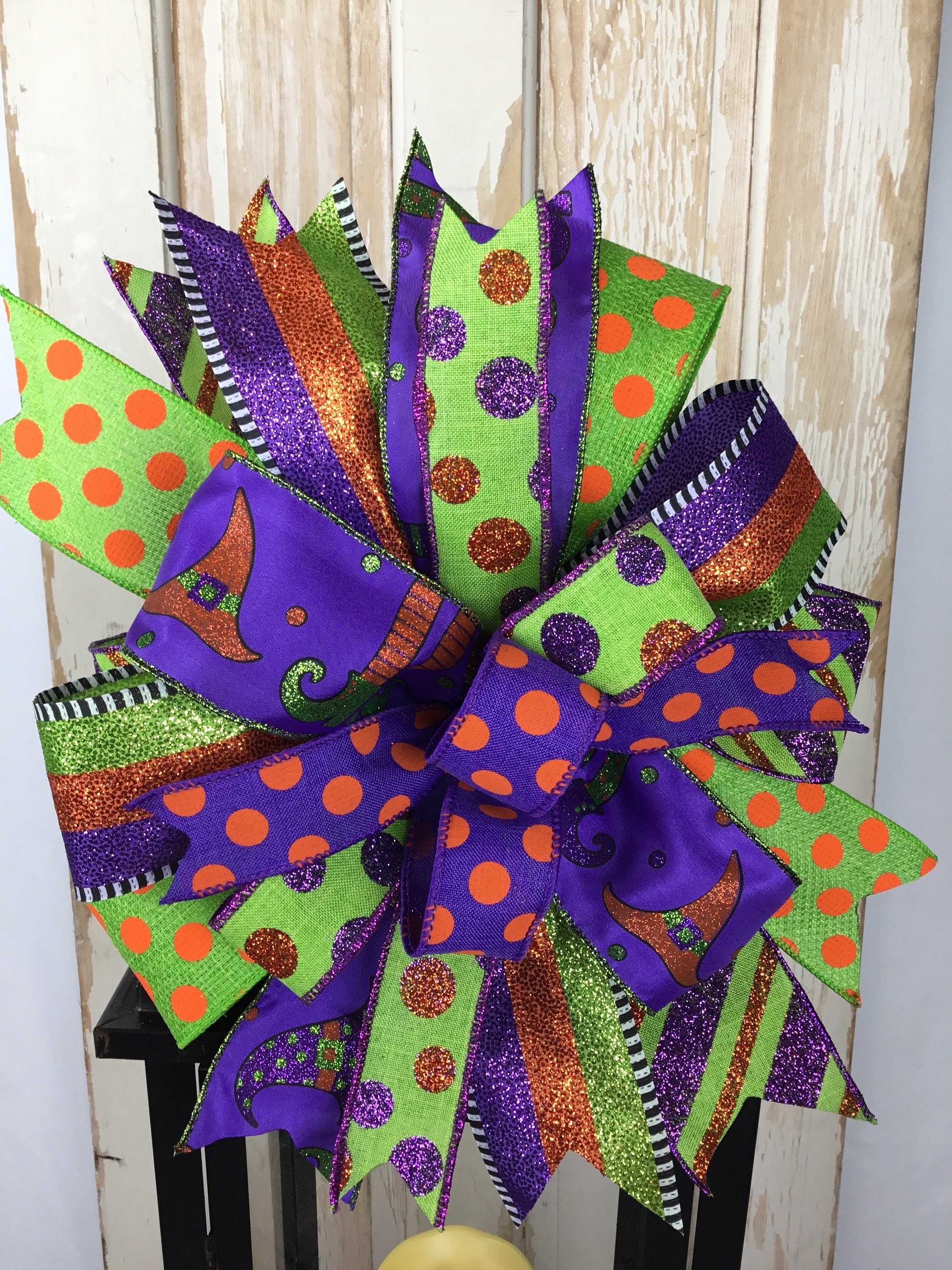 Halloween Wreath Bow~witch Bow~trick or Treat Bow~halloween Hanger Bow ...
