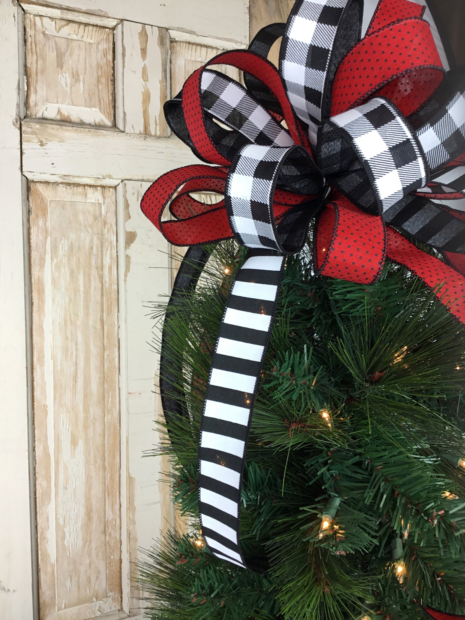 Farmhouse Tree Topperred and Black Tree Topperbuffalo Plaid | Etsy