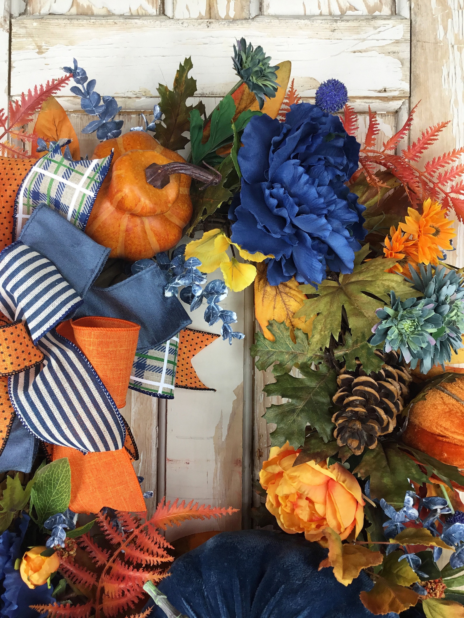 Blue Fall WreathBlue Fall Wreath for Front DoorBlue and | Etsy