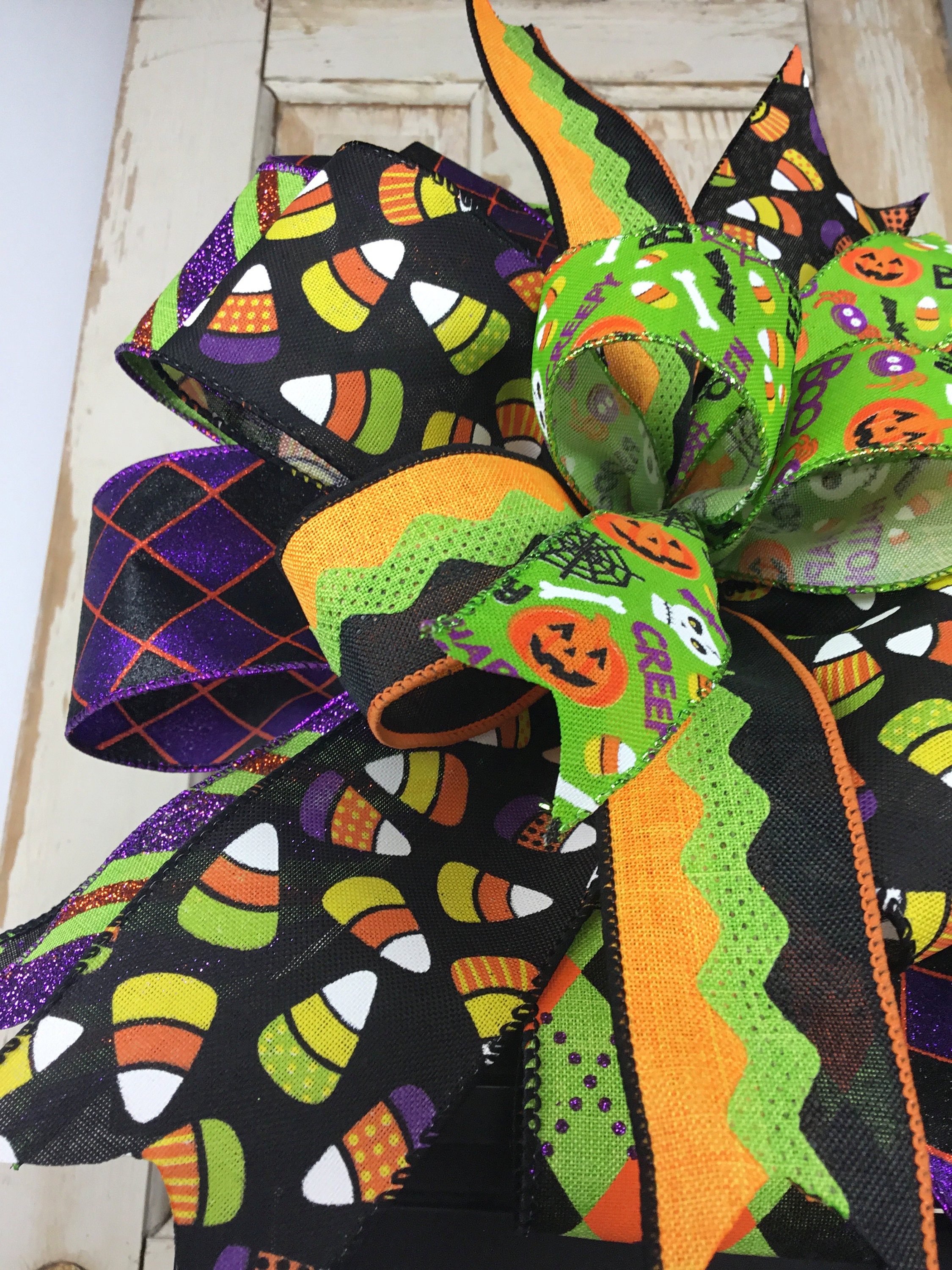 Halloween Wreath Bow~halloween Spider Bow~halloween Door Hanger Bow ...