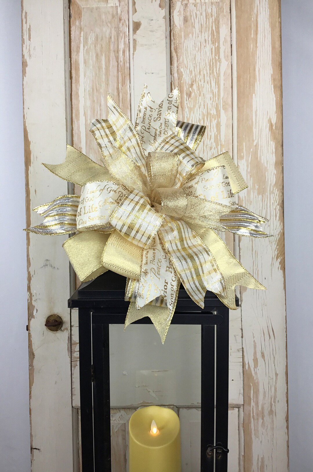 Gold Silver Christmas Bow~cream Christmas Bow~christmas Wreath Bow ...