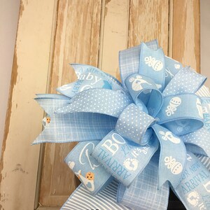 Baby Boy Gift Bow~baby Boy Shower Gift Bow~baby Blue White Shower Bow ...
