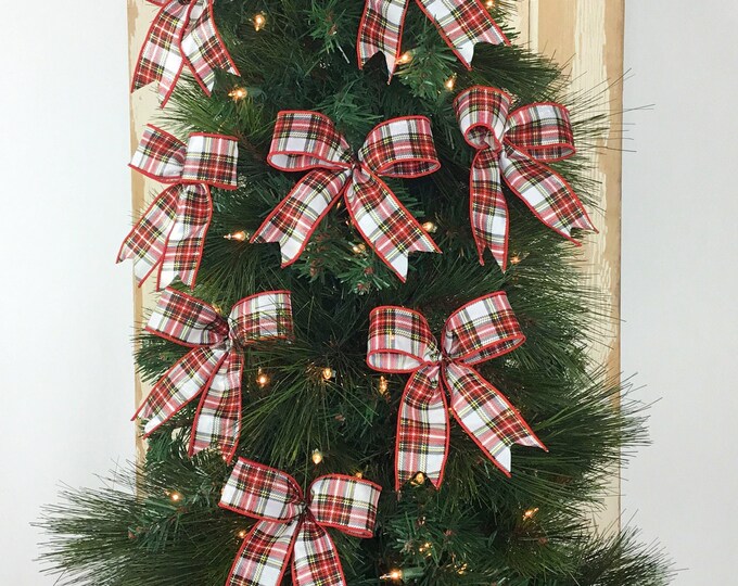 Christmas Tree Bows~traditional Bows~red White Black Plaid Bow ...