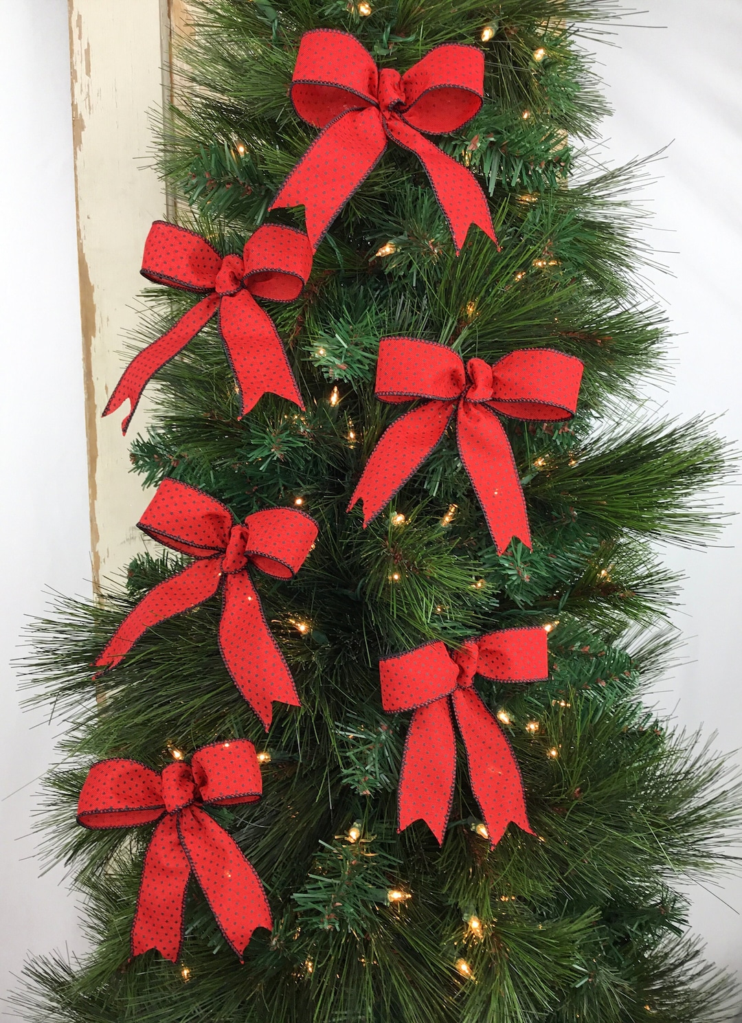 Christmas Tree Bows~decorative Bows~red Black Dot Bows~small Bows for ...