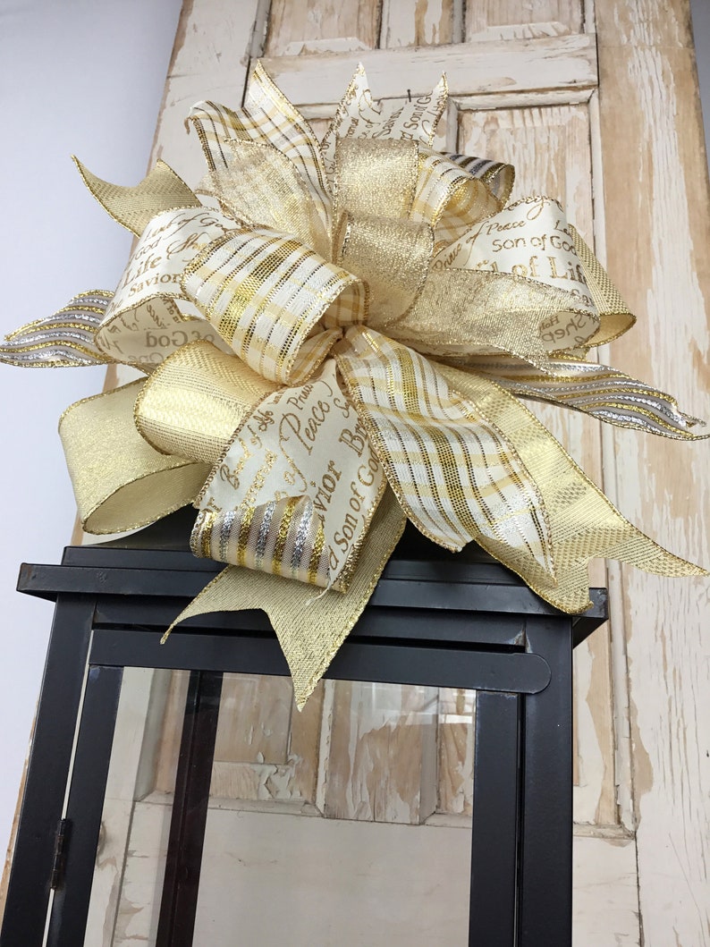 Gold Silver Christmas Bow~cream Christmas Bow~christmas Wreath Bow ...