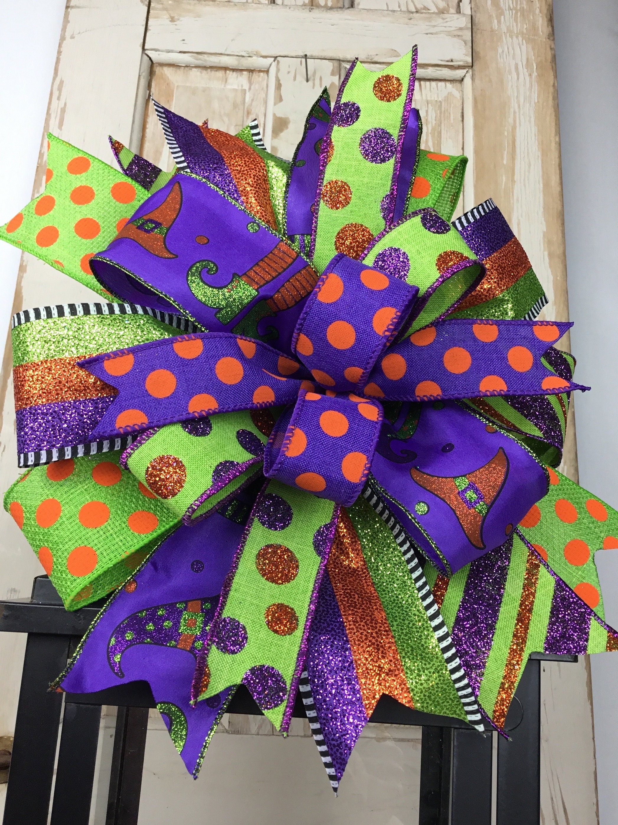Halloween Wreath Bow~witch Bow~trick or Treat Bow~halloween Hanger Bow ...