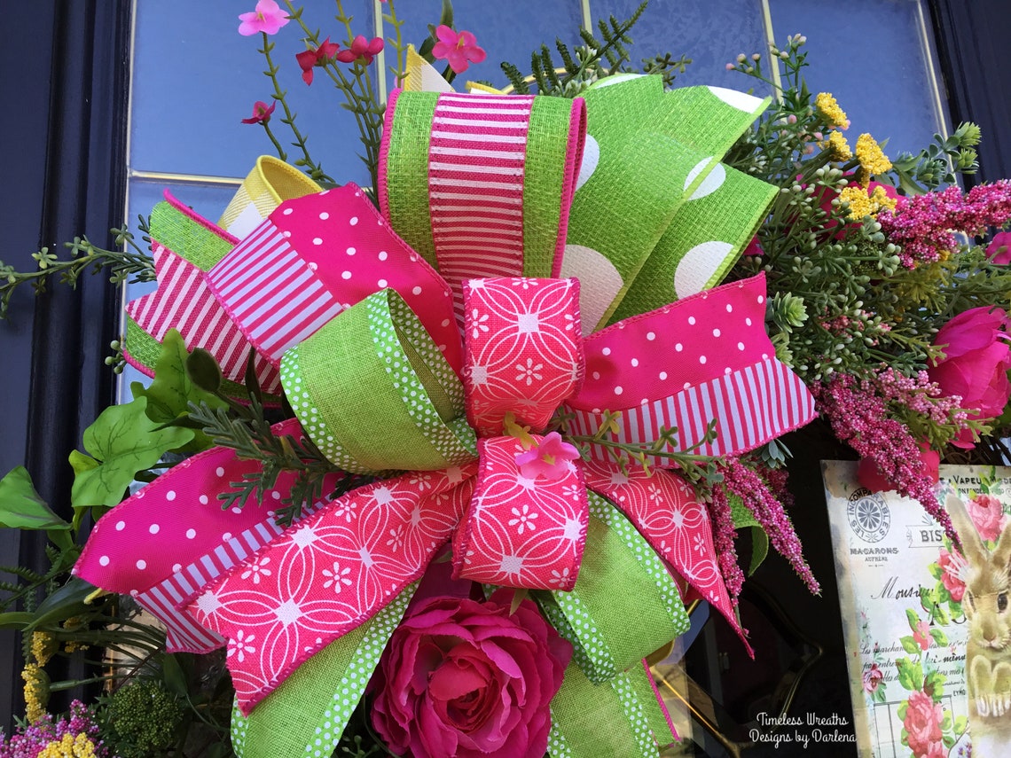 Easter Wreath for Front Door~floral Easter Wreath~summer Wreath for ...